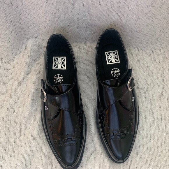 T.U.K | Shoes | Tuk Black Leather Buckle Point Creepersnew | Poshmark